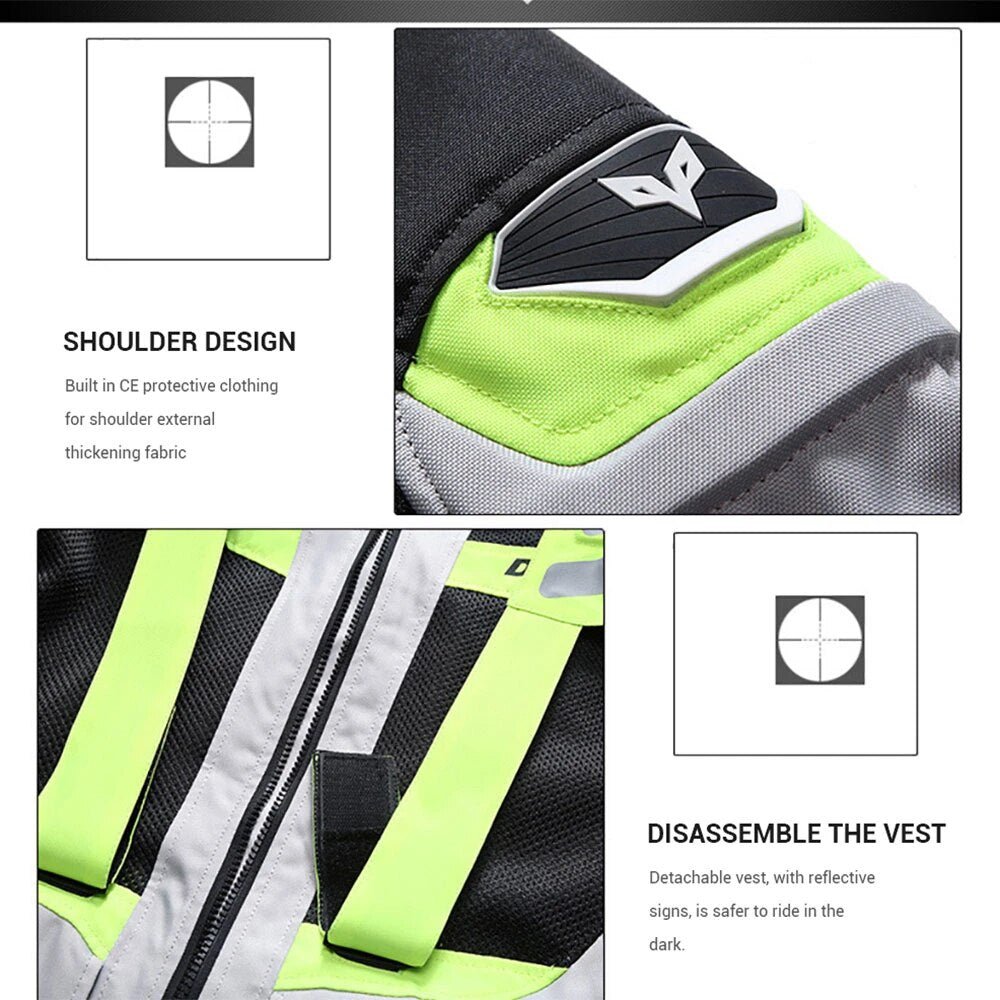 Motorcycle Riding Jacket Vented Jacket CE Armour Reflective High Vis ...